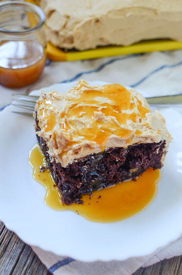 secret ingredient chocolate cake with peanut butter frosting