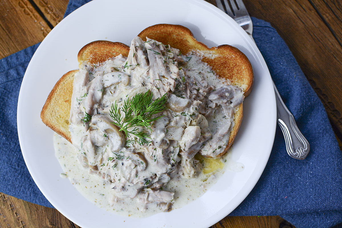Slow Cooker Mushroom Chicken Toast | The Salty Pot