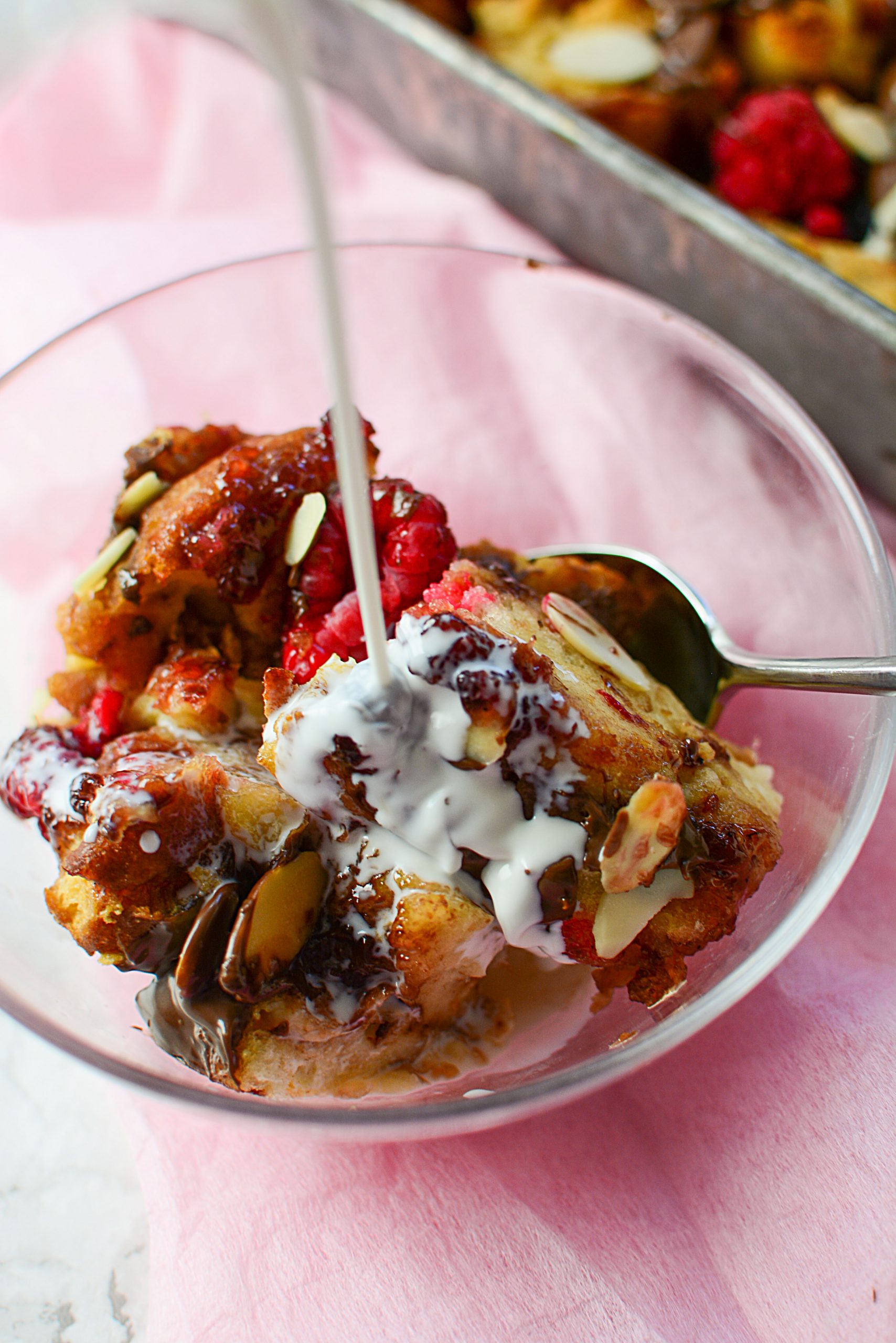 Raspberry Donut Bread Pudding with Nutella | The Salty Pot