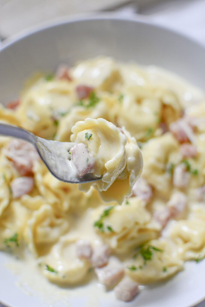 Easy, Creamy Tortellini Pasta With Ham and Parmesan